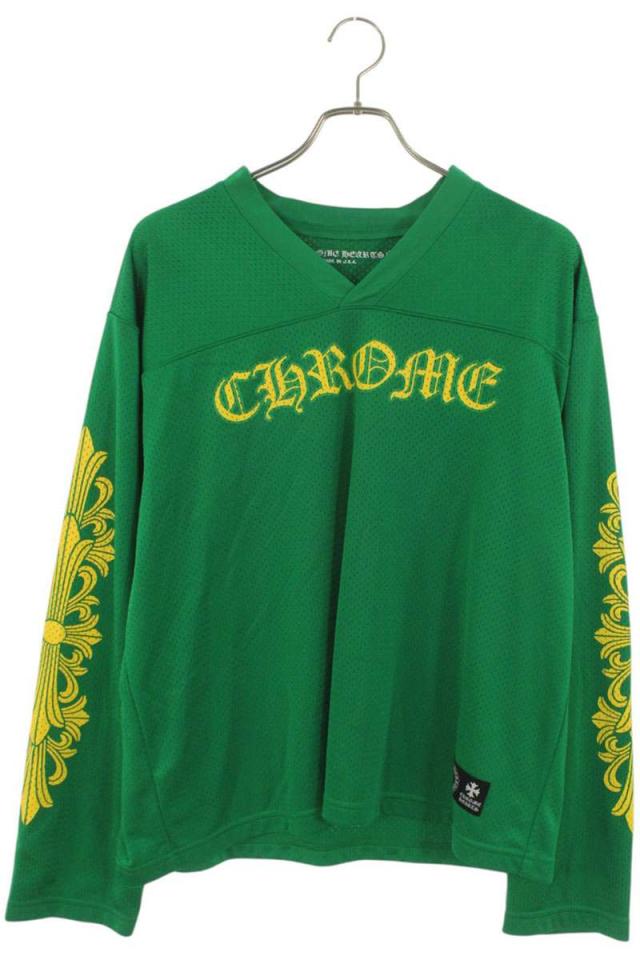 クロムハーツ サイズ:M  MESH WARM UP JERSEY リバーシブルCHロゴプリントメッシュ長袖カットソー 中古 NO05