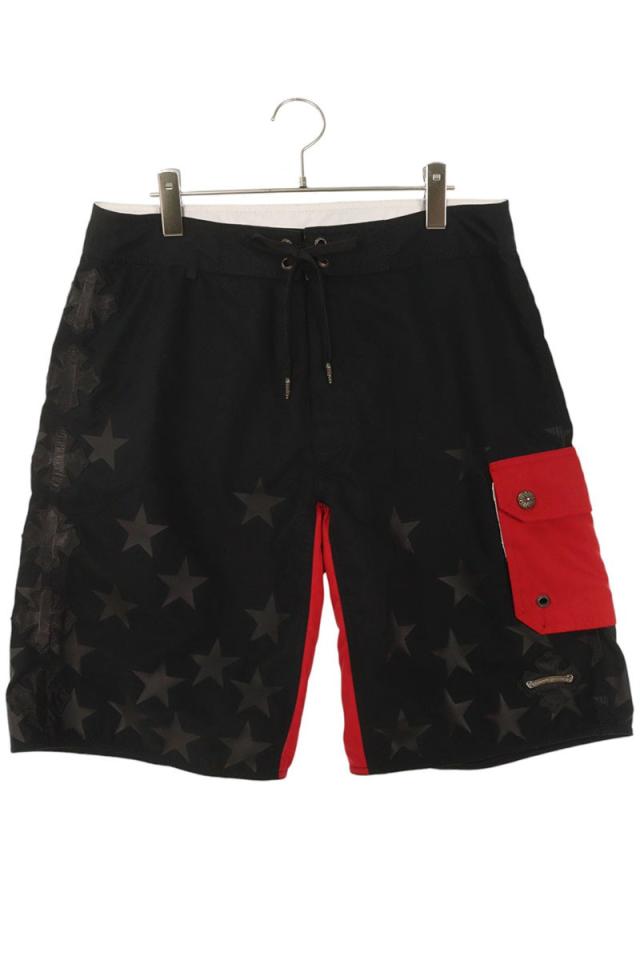 クロムハーツ サイズ:32インチ  SWIM PANTS CRS BTN CEM CHプラスレザーパッチラベル付きハーフパンツ 中古 FK04