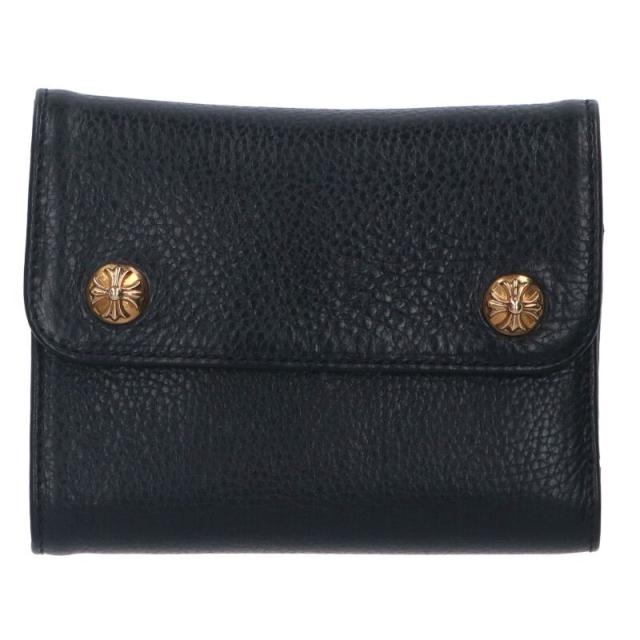 クロムハーツ 22K WAVE MINI ウェーブミニ 22Kクロスボールボタンレザーウォレットゴールド財布 中古 OK15