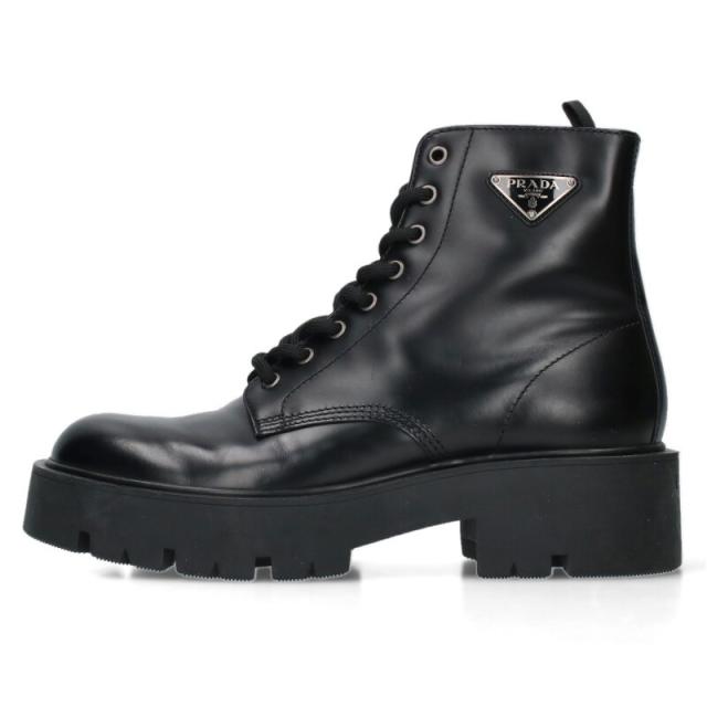 プラダ サイズ:7.5 2TG242 ブラッシュドレザーコンバットブーツ 中古 SB01