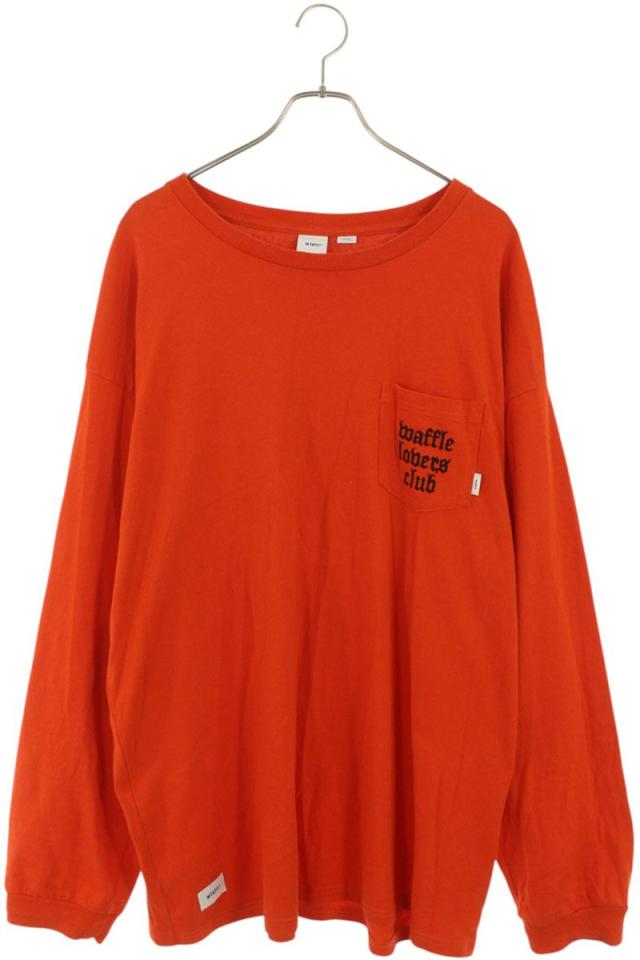 ダブルタップス  バンズ サイズ:4  20AW  WAFFLE LOVERS CLUB L S TEE バッククロスボーンプリント長袖カットソー 中古 BS99