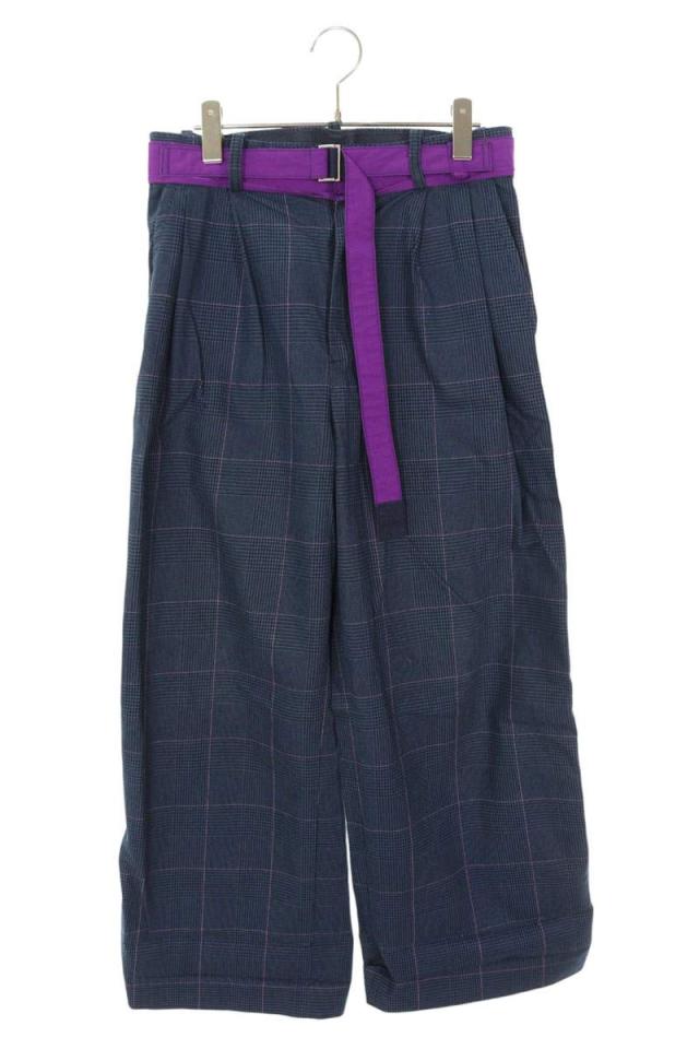 サカイ サイズ:1  19-01892M ベルテッドチェックワイドデニムパンツ 中古 BS99
