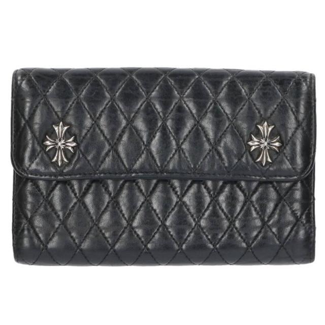 クロムハーツ   WAVE4 QLT 3SNP #4ウェーブキルティングレザーウォレット財布 中古 SJ02