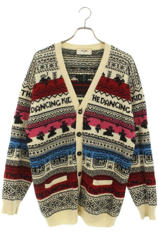 セリーヌ サイズ:XS  21SS  2A08L715M ウールジャガードルーズカーディガン 中古 OM10