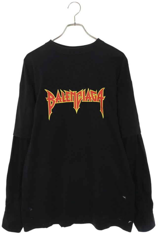 バレンシアガ サイズ:1  22AW  698631 TMV88 メタルロゴシャツレイヤード長袖カットソー 中古 SS13