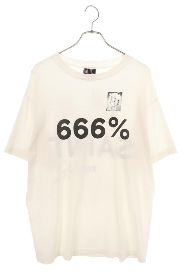 セントマイケル サイズ:L  21AW  SM-A21-0000-004 ヴィンテージ加工666プリントTシャツ 中古 SB01