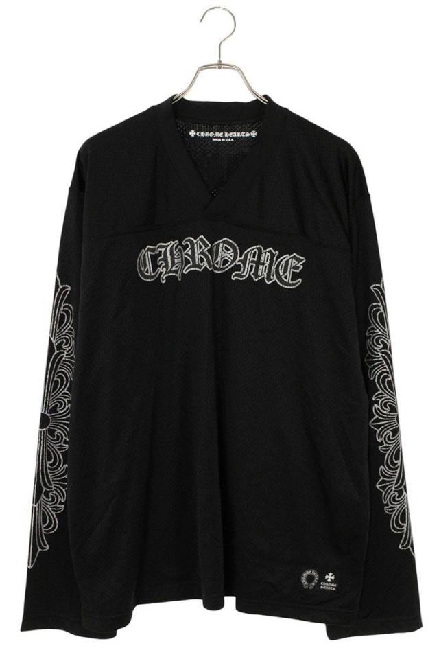 クロムハーツ サイズ:XL  MESH WARM UP JERSEY CHプリントメッシュ長袖カットソー 中古 SJ02