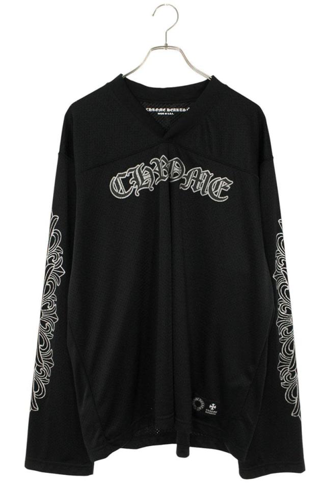 クロムハーツ サイズ:L  MESH WARM UP JERSEY CHプリントメッシュ長袖カットソー 中古 SS07