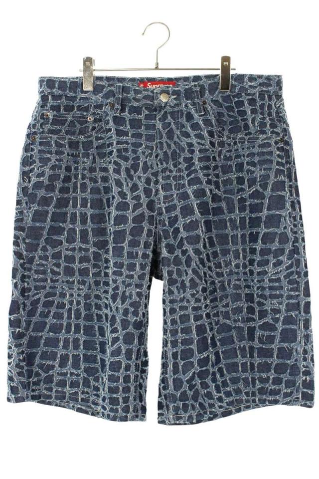 シュプリーム サイズ:34インチ  25SS  Frayed Croc Baggy Denim Short フレイドクロコバギーデニムショートパンツ 中古 OM10