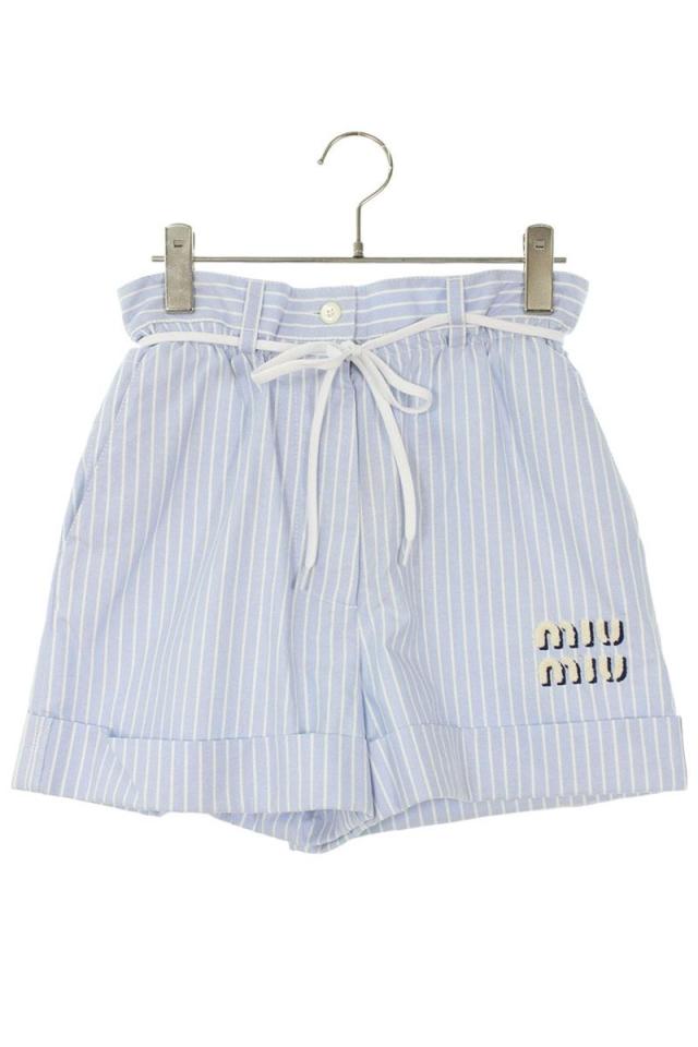 ミュウミュウ サイズ:36  MP1549 シェニールロゴストライプハーフパンツ 中古 SB01