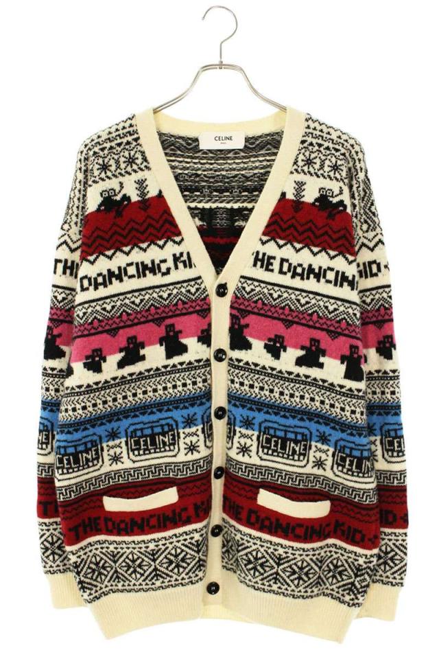 セリーヌ サイズ:S  2A08L715M ウールジャガードルーズカーディガン 中古 OM10