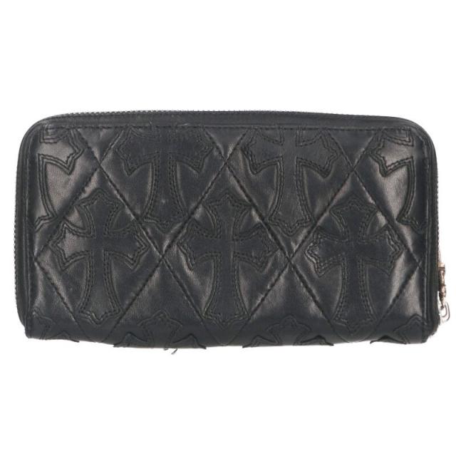 クロムハーツ   REC F ZIP QUILTED セメタリークロスキルティングレザーウォレット財布 中古 SJ02