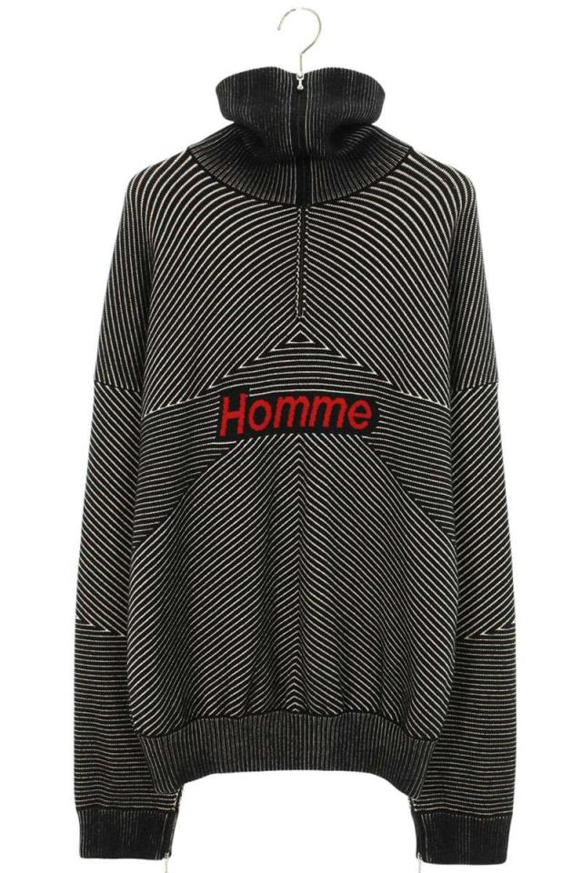 バレンシアガ サイズ:XS  17AW  485653 T1388 ハーフジップHOMMEボーダーニット 中古 SB01