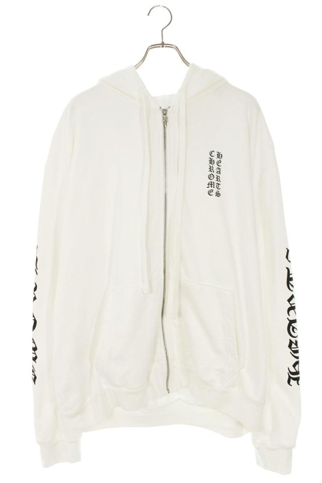 クロムハーツ サイズ:XL  SWTSHRT HD ZIP アームロゴプリントジップアップパーカー 中古 OS06