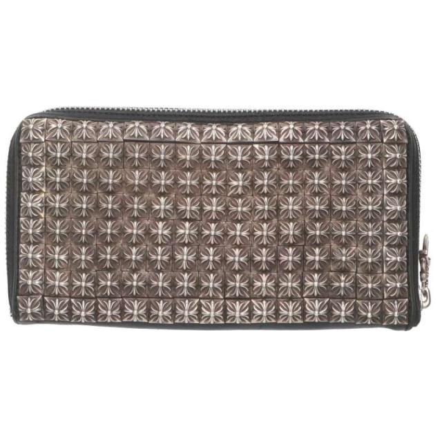 クロムハーツ   REC F ZIP フルゼロピラミッドスタッズ ラウンドジップレザー財布 中古 SJ02