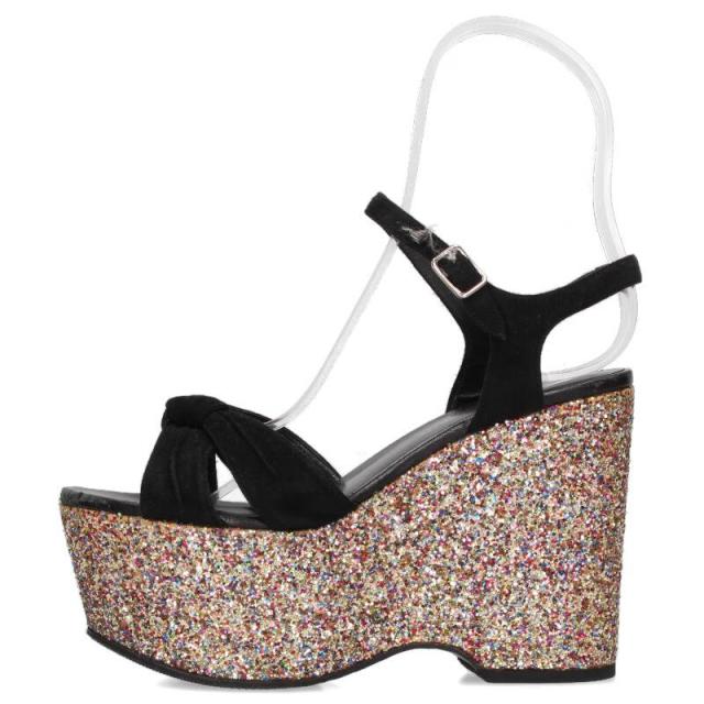サンローランパリ サイズ:36  4198 マルチグリッターウェッジサンダル 中古 BS99