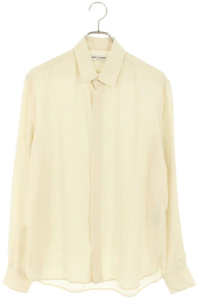 サンローランパリ サイズ:37  646850 Y1H76 シルクプレーン長袖シャツ 中古 OM10