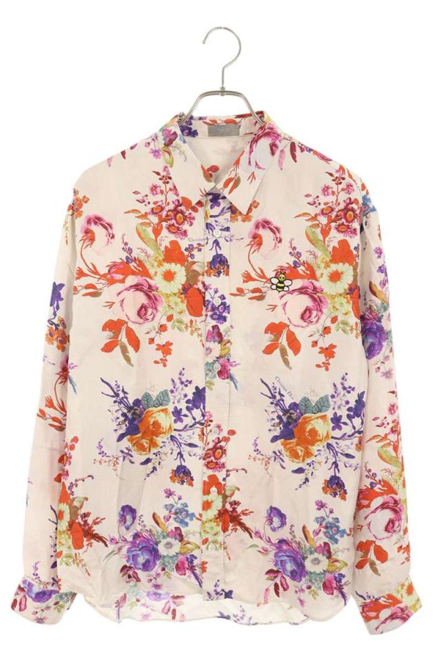 ディオール サイズ:38  19SS  923C561W6016 BEE刺繍総柄シルク長袖シャツ 中古 SS13