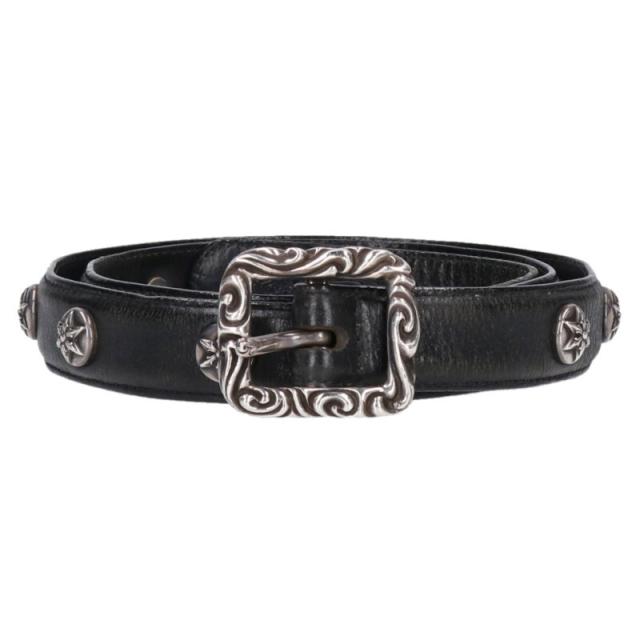 クロムハーツ サイズ:36  スターボールスタッズレクタングルスクロールバックル レザーベルト 中古 SJ02