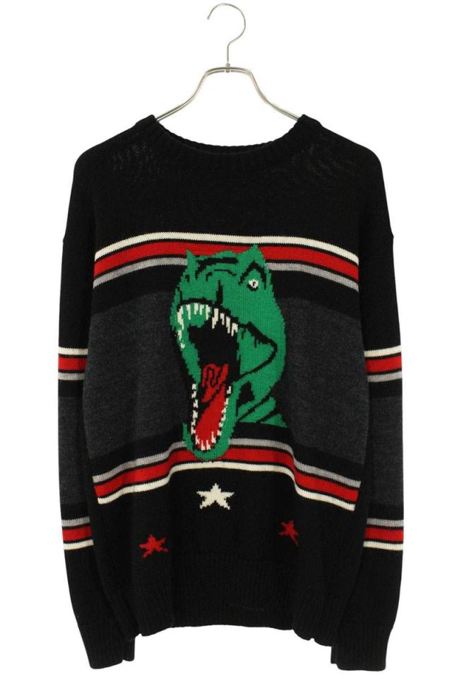 サンローランパリ サイズ:XS  17SS  411363 Y1MM1 ダイナソー刺繍ニット 中古 BS99