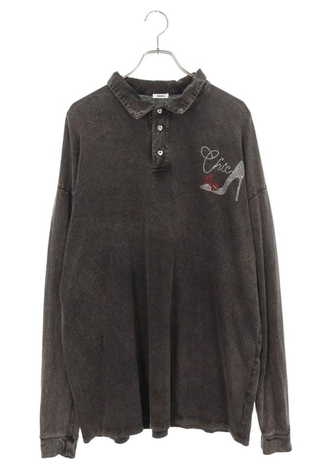 アブラ サイズ:L ラインストーン装飾ポロ長袖カットソー 中古 BS99