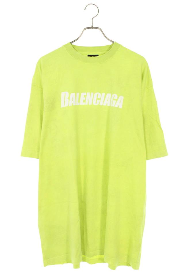 バレンシアガ サイズ:S  651795 TNVL1 デストロイ加工ロゴプリントTシャツ 中古 OM10