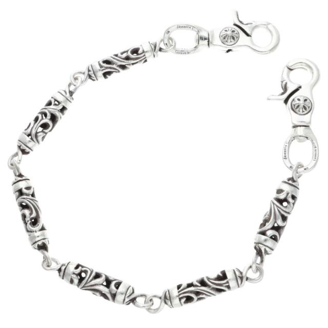 クロムハーツ サイズ:6LINK  ROLLER SHORT-T 2クリップ 6LINKショートローラー シルバーウォレットチェーン 中古 OK15