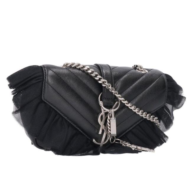 サンローランパリ   ベイビーチャイ パンク YSLロゴフリル チャーム装飾チェーンショルダーバッグ 中古 BS99