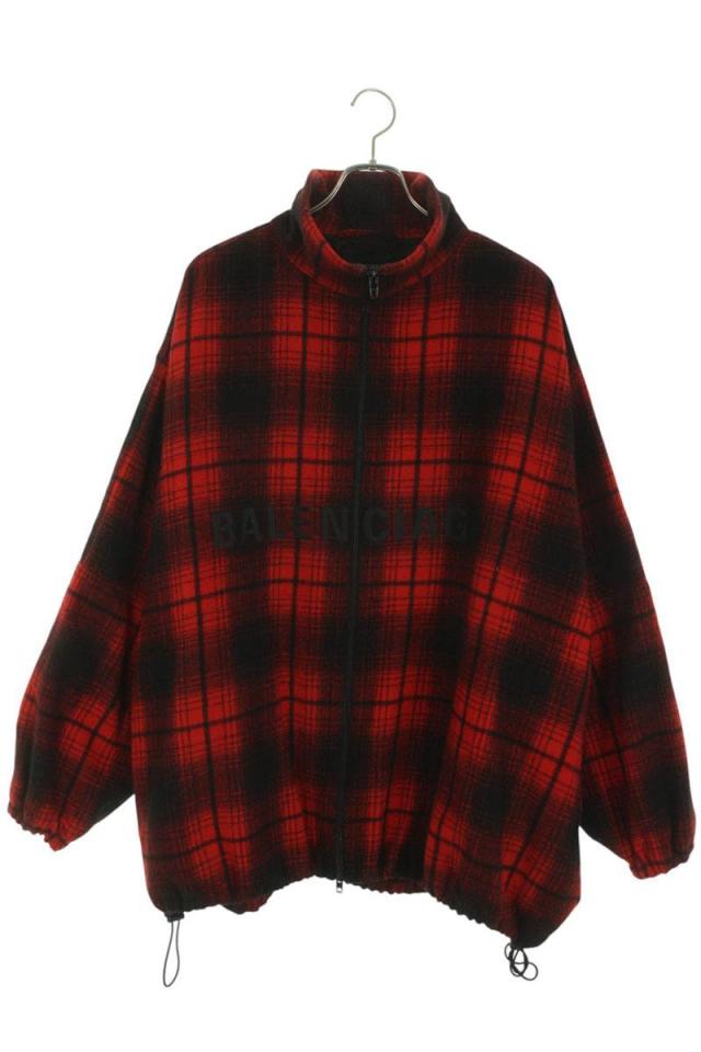 バレンシアガ サイズ:44  571439 TGU11 ロゴ刺繍チェック柄ジップアップブルゾン 中古 OM10