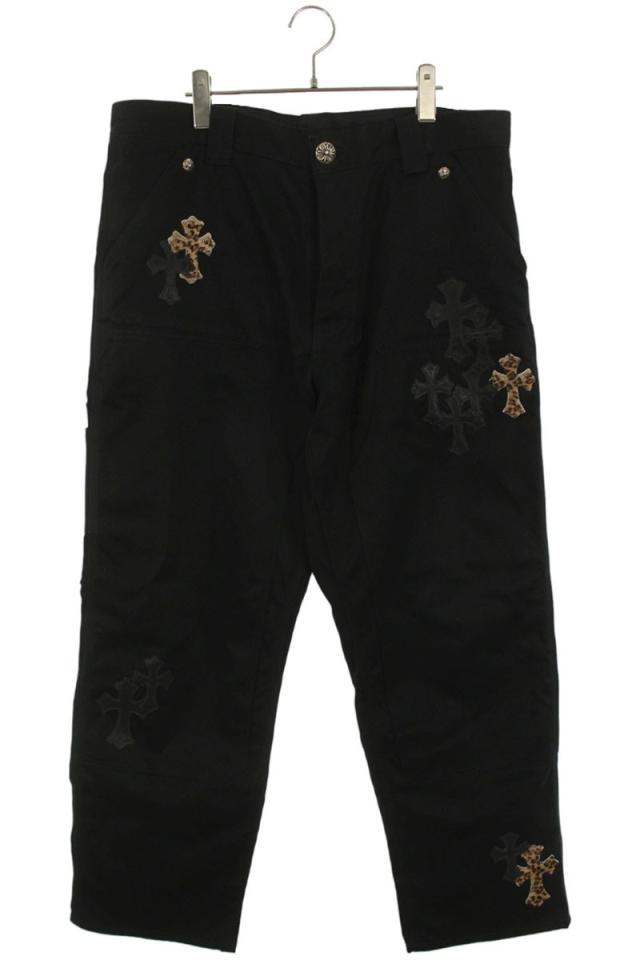 クロムハーツ サイズ:36インチ CARPENTER CNVS CEME CRS レオパードハラコクロスパッチ付きカーペンターロングパンツ 中古 SS07