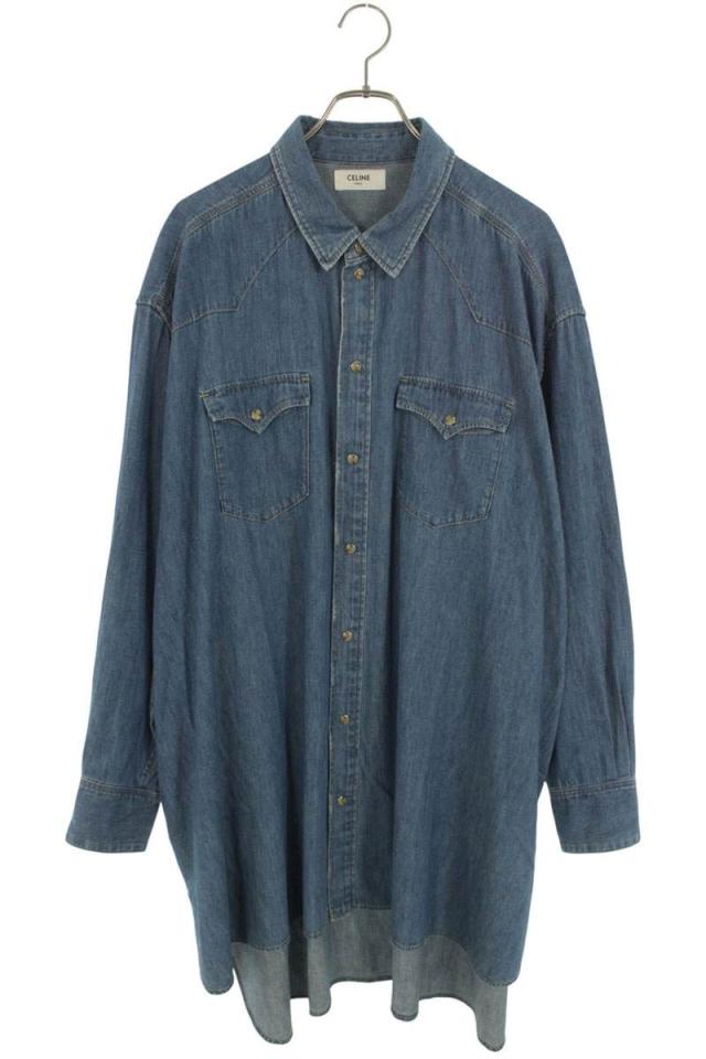 セリーヌ サイズ:M  2T217362M オーバーサイズデニムウエスタン長袖シャツ 中古 OM10