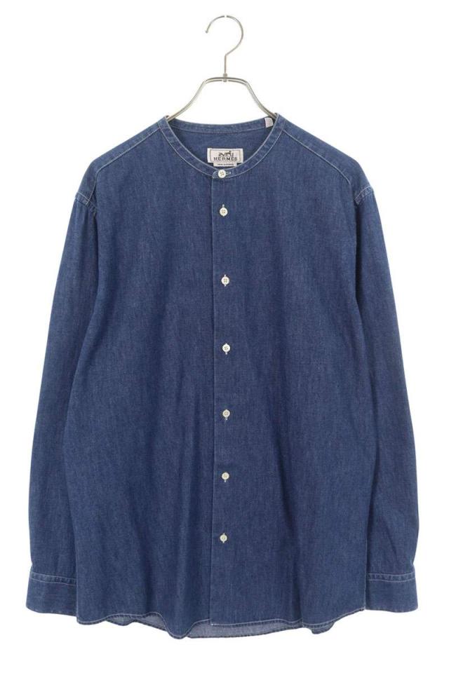 エルメス サイズ:41 袖セリエボタンデニムノーカラー長袖シャツ 中古 BS99