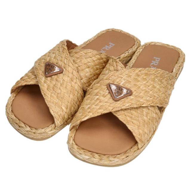 プラダ サイズ:7  2X3142 ラフィアフラットサンダル 中古 BS99