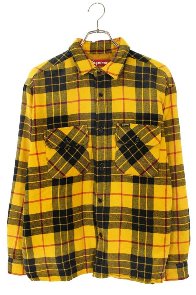 シュプリーム サイズ:S  24AW  Quilted Plaid Shirt キルティングチェック長袖シャツ 中古 BS99