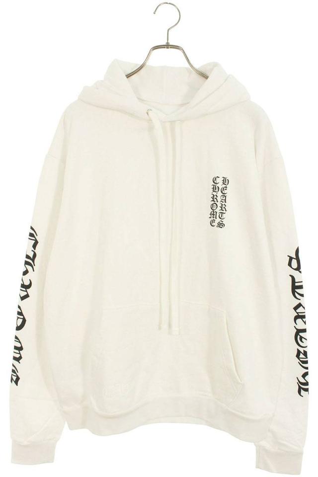 クロムハーツ サイズ:M  SWTSHRT PLV 袖ロゴプリントプルオーバーパーカー 中古 SS07