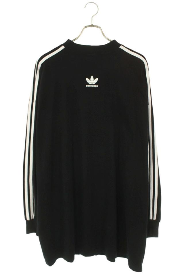 バレンシアガ  アディダス サイズ:L  23SS  728789 TNVA6 スリーラインダメージ加工オーバーサイズ長袖カットソー 中古 SB01