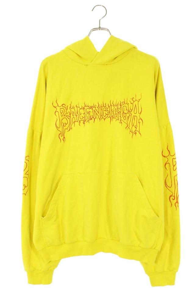 バレンシアガ サイズ:2  24SS  761458 TPVN7 ファイヤーロゴプリントパーカー 中古 OM10