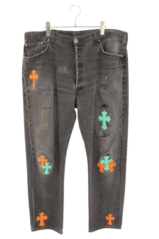 クロムハーツ サイズ:38インチ  U VNTG JEAN BLK マイアミ限定クロスパッチ付き デニムパンツ 中古 SJ02