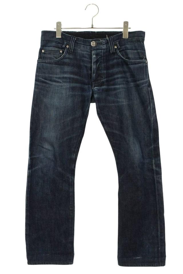 クロムハーツ サイズ:30インチ  DNM PANTS CRS BTN INDIGO クロスボタンフライウォッシュドデニムパンツ 中古 OS06
