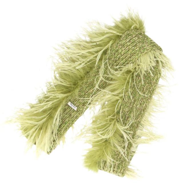 ミュウミュウ  フェザーディテールカシミヤニットスカーフ 中古 BS99