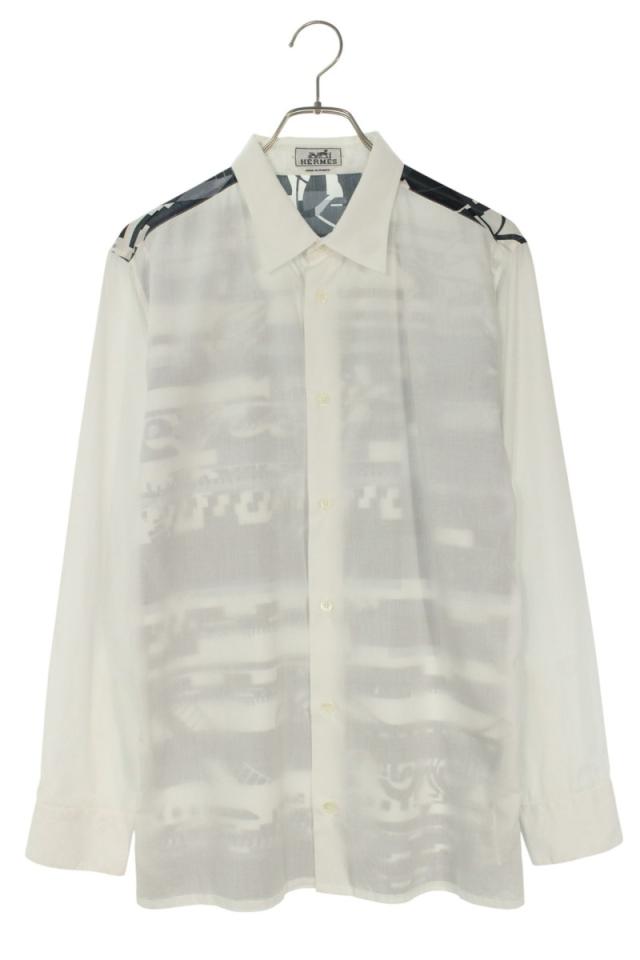 エルメス サイズ:42 バック総柄切り替え長袖シャツ 中古 SB01