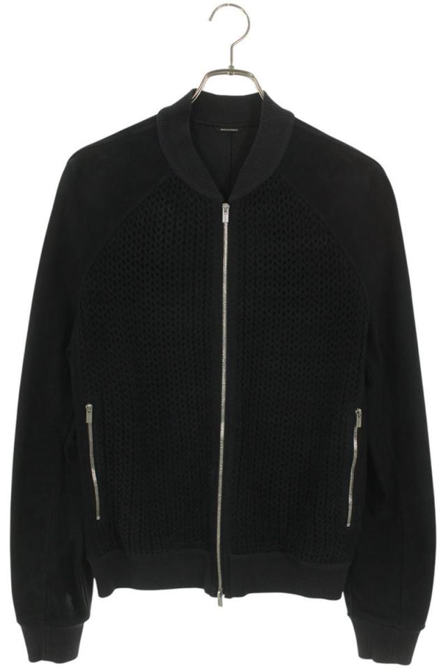 エルメス サイズ:46 イントレチャート 編み込み ヌバックレザージャケット 中古 BS99