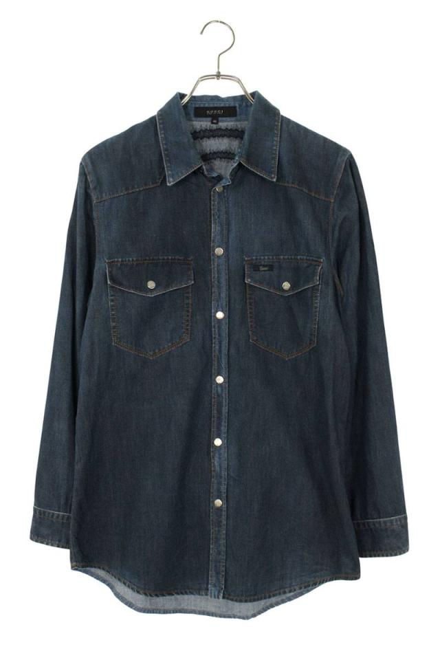 グッチ サイズ:46  260885 XZ509 バック刺繍 ウエスタンデニム長袖シャツ 中古 BS99