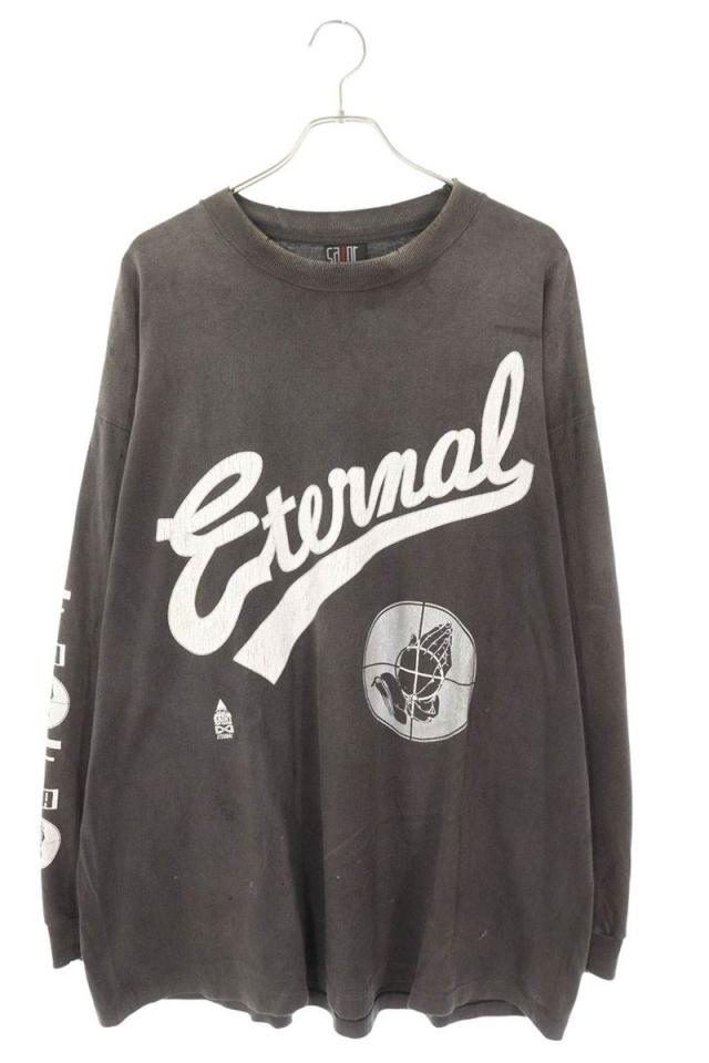 セントマイケル フィアオブゴッド サイズ:ONE SIZE SM-HR8-0000-C02 ヴィンテージ加工ロゴプリント長袖カットソー 中古 SS13