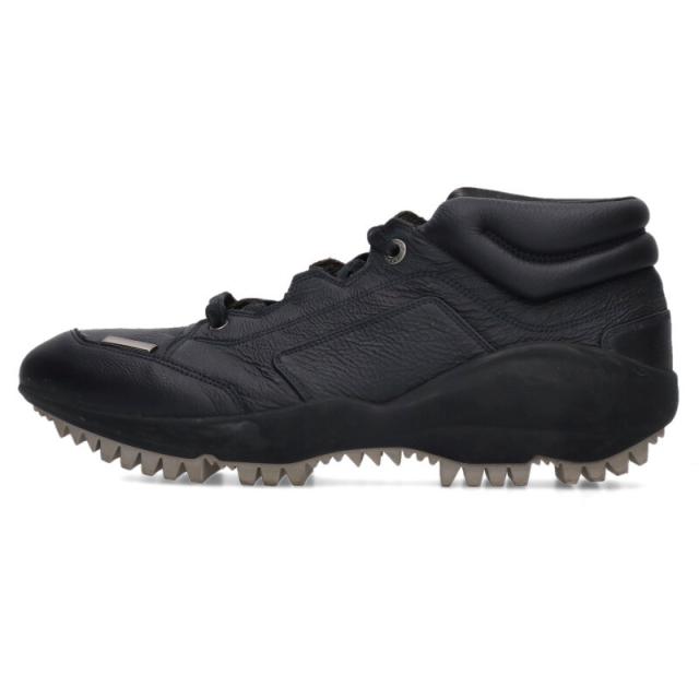 ランバン サイズ:9  FM-SKDMB0-VEPF-E15 Paper Effect Leather Running Sneakers シャークソールミドルカットレザースニーカー 中古 BS99