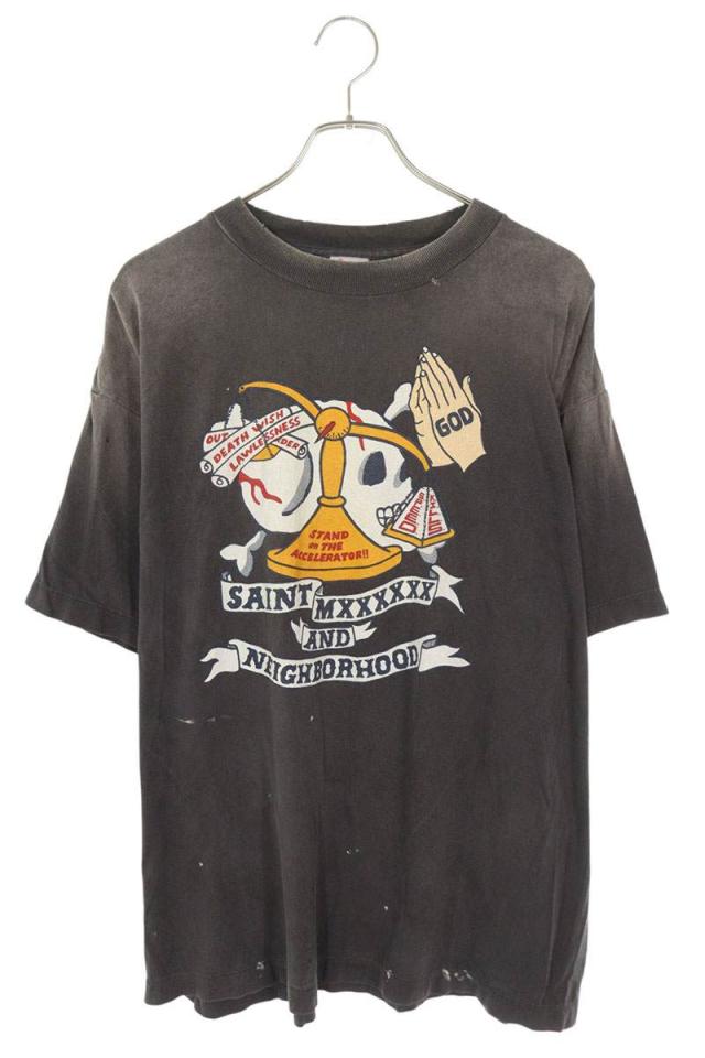 セントマイケル  ネイバーフッド サイズ:M  25SS  SM-H8-0000-C68 ヴィンテージ加工プリントTシャツ 中古 SB01