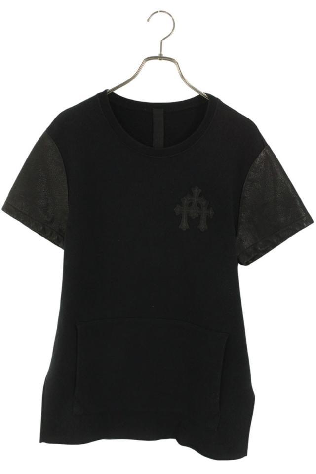 クロムハーツ サイズ:M  Y NOT クロスバッチレザー付スウェットTシャツ 中古 SJ02