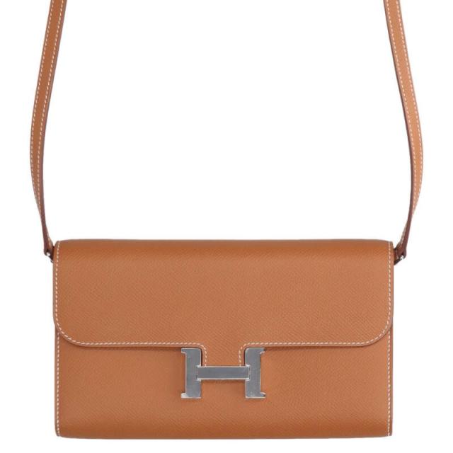 エルメス   コンスタンストゥーゴー U刻印 SV金具ヴォーエプソン ゴールド長財布 中古 GZ14