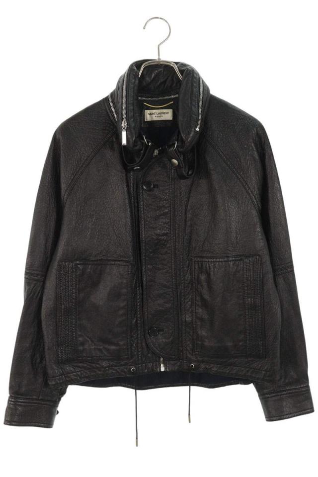 サンローランパリ サイズ:F38  458015 Y5QQ2 フーデッドバイカーレザージャケット 中古 BS99