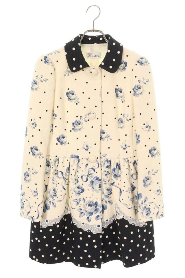 レッドヴァレンティノ サイズ:40  GR337415-V50165R フラワーデザインドットトレンチコート 中古 BS99